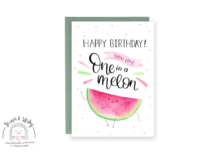 Watermelon Birthday Card, Funny Card, Birthday Greetings, Veggie ...