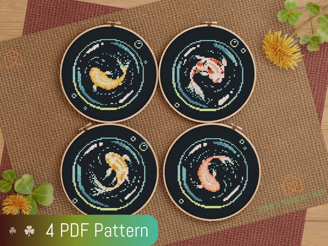 Bubble Carp Pattern Packs for Cross Stitch PDF Nishikigoi - Etsy