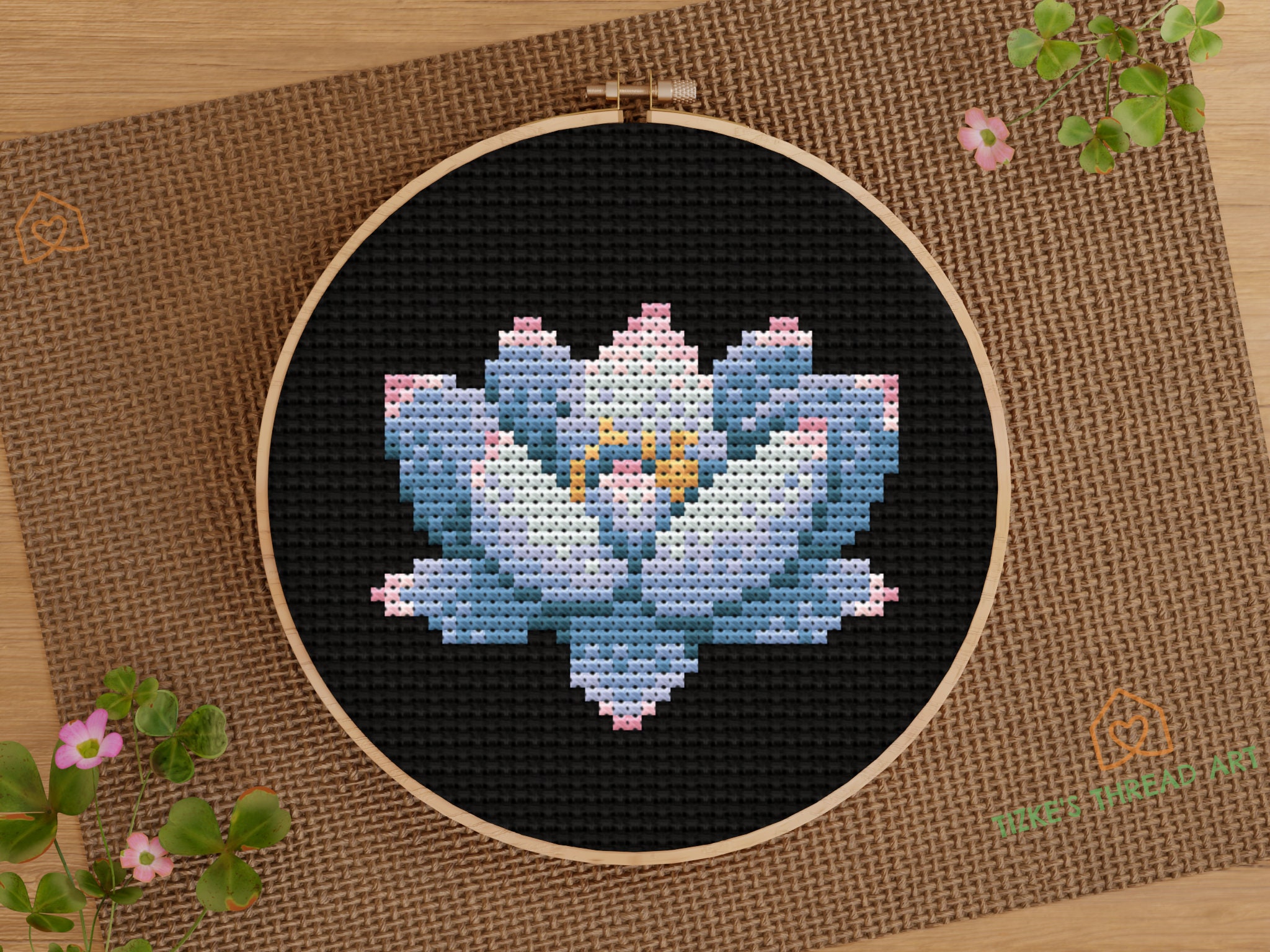 Lotus Flower PDF Cross Stitch Pattern Floral Embroidery - Etsy