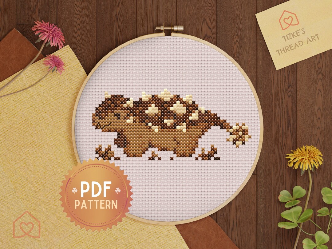 Cuddly Earth Dinosaur Cross Stitch PDF Pattern, Easy Little Dino Cross ...