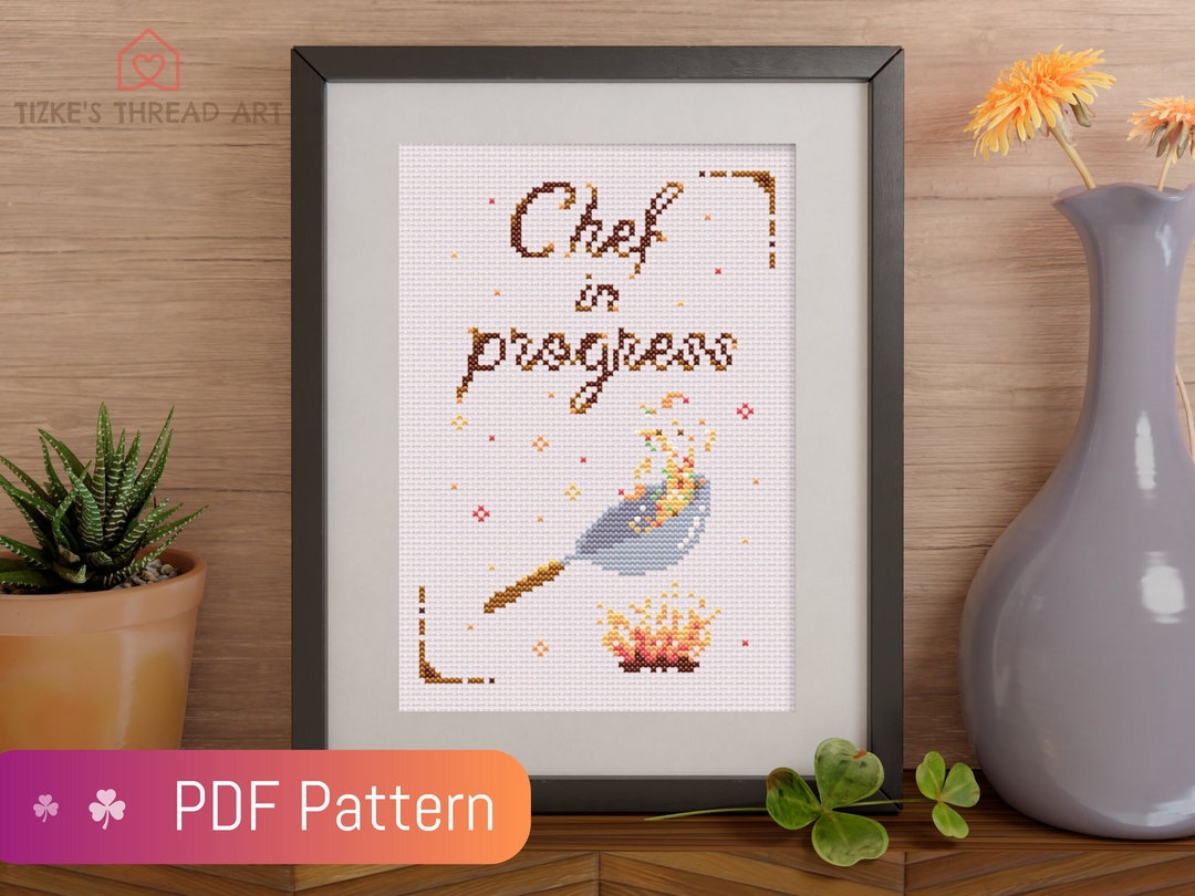 Chef Stitch PDF Pattern in Food Preparation Embroidery for - Etsy