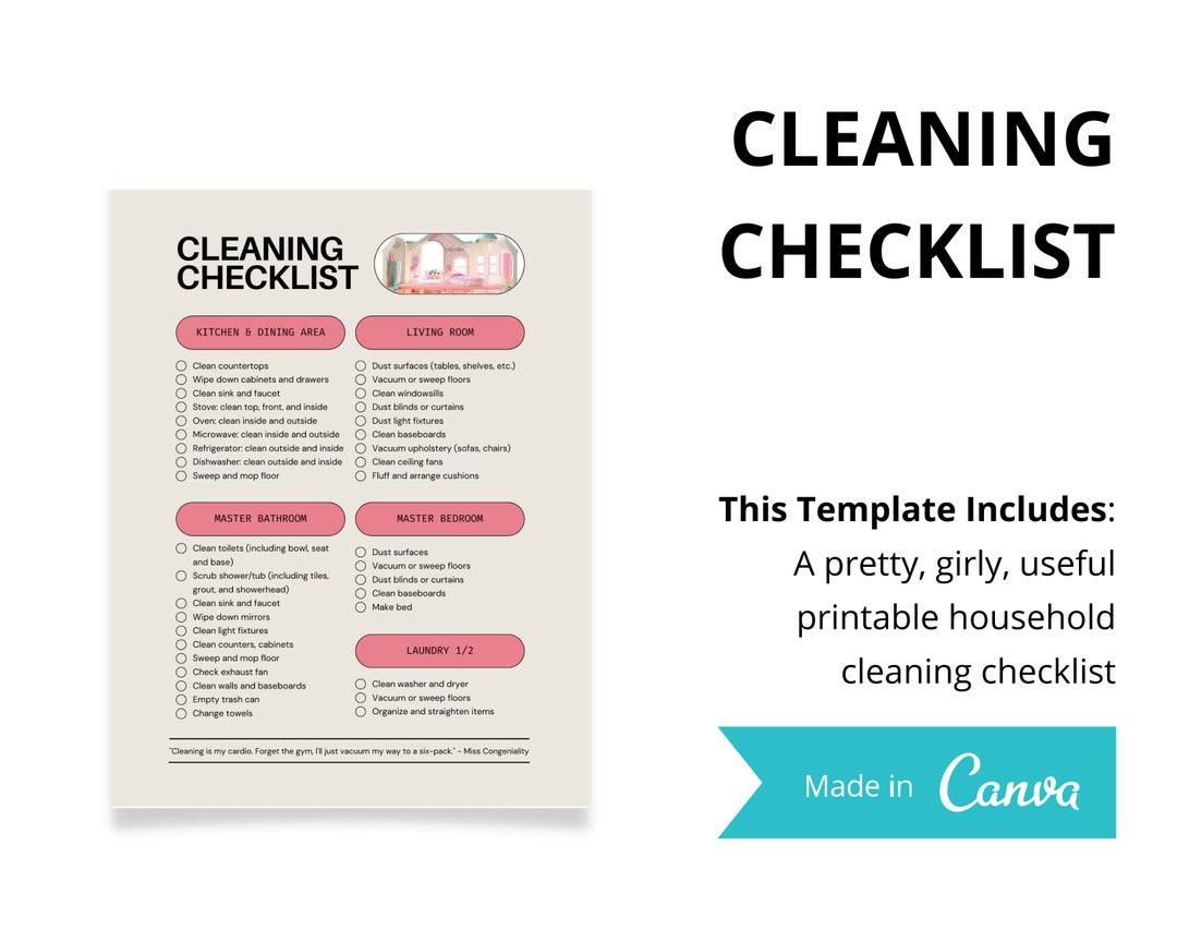 Barbie Dream House Cleaning Checklist Girly and Fun Cleaning Planner - Etsy