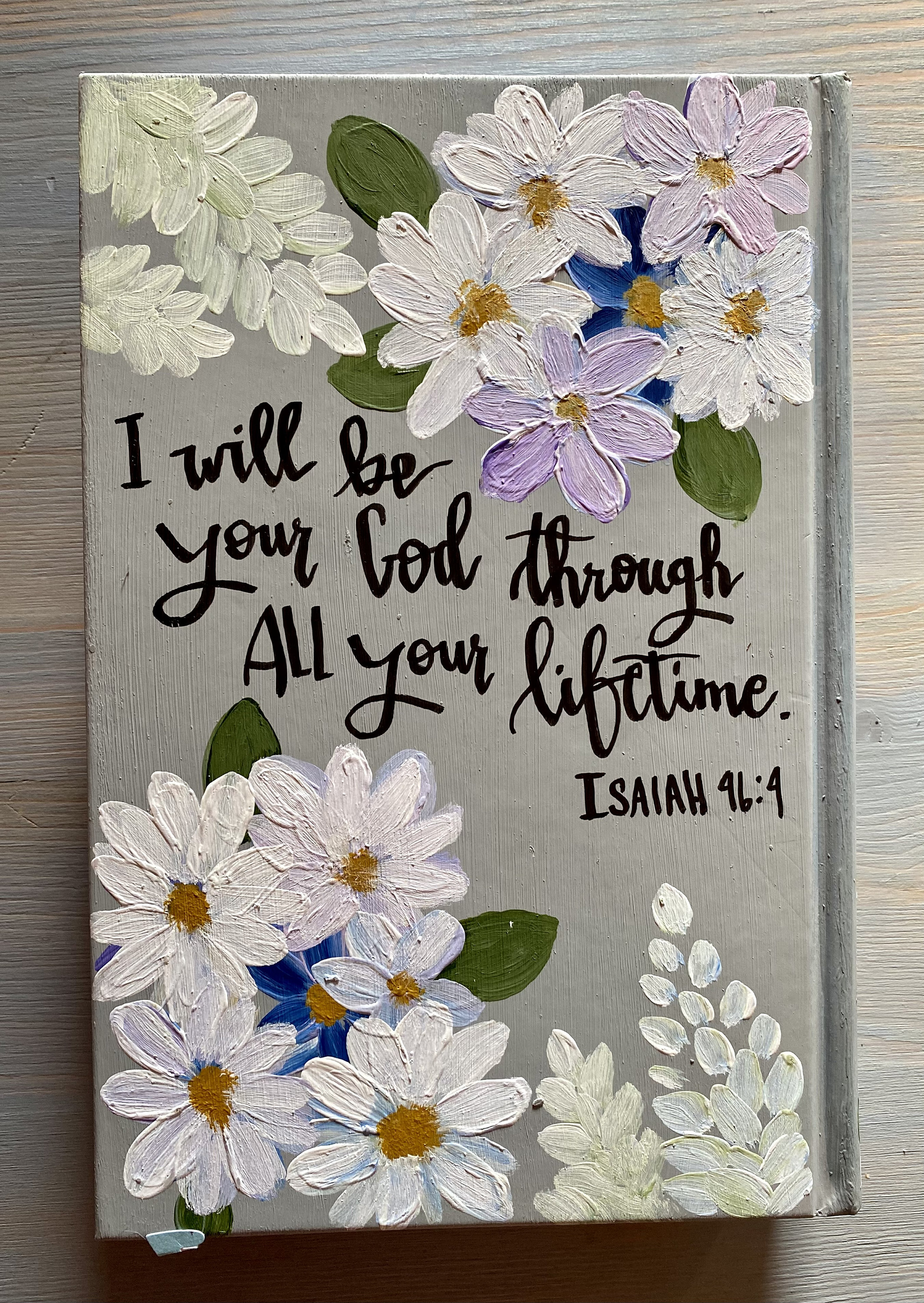 Gray Floral Hand Painted Bible - Etsy