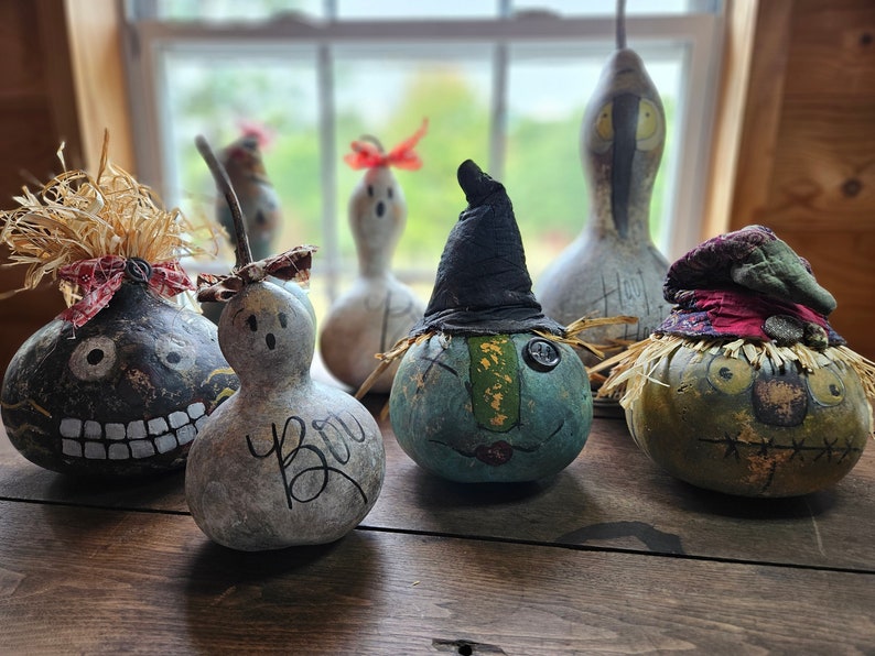Primitive Halloween Hand Painted Gourds - Etsy