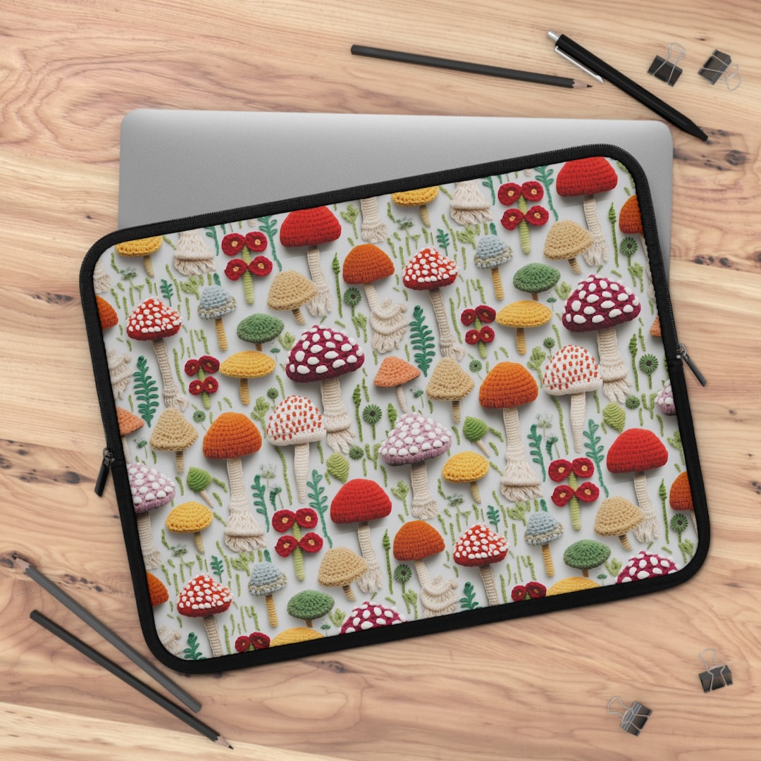 3D Boho Mushroom Crotchet Laptop Sleeve Cottage Core Laptop Sleeve ...