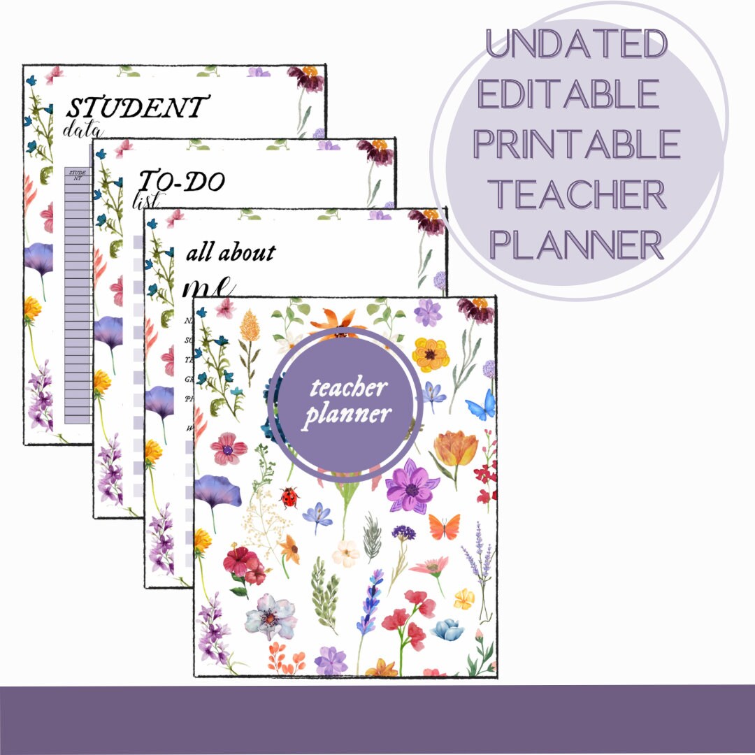 Editable Wildflower Teacher Canva Planner Template Undated - Etsy México