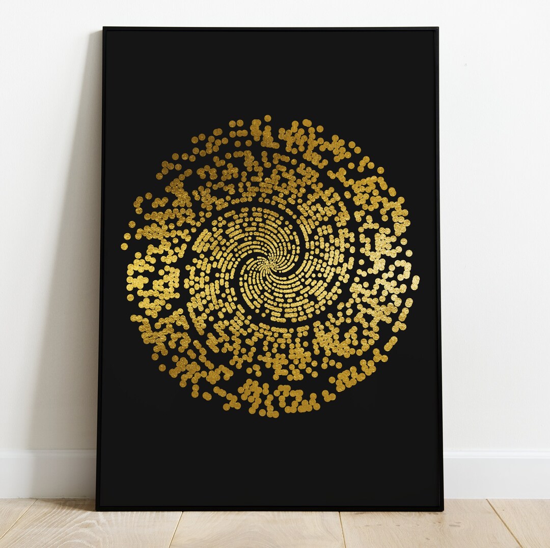 Prime Number Spiral Gold Foil, Abstract Math Art, Mathematics Print ...
