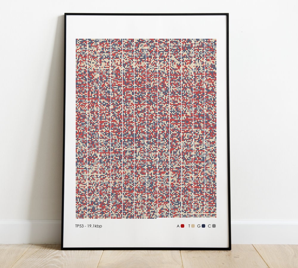 TP53 Gene Sequence Print, Breast Cancer DNA Poster, Scientist Gift ...