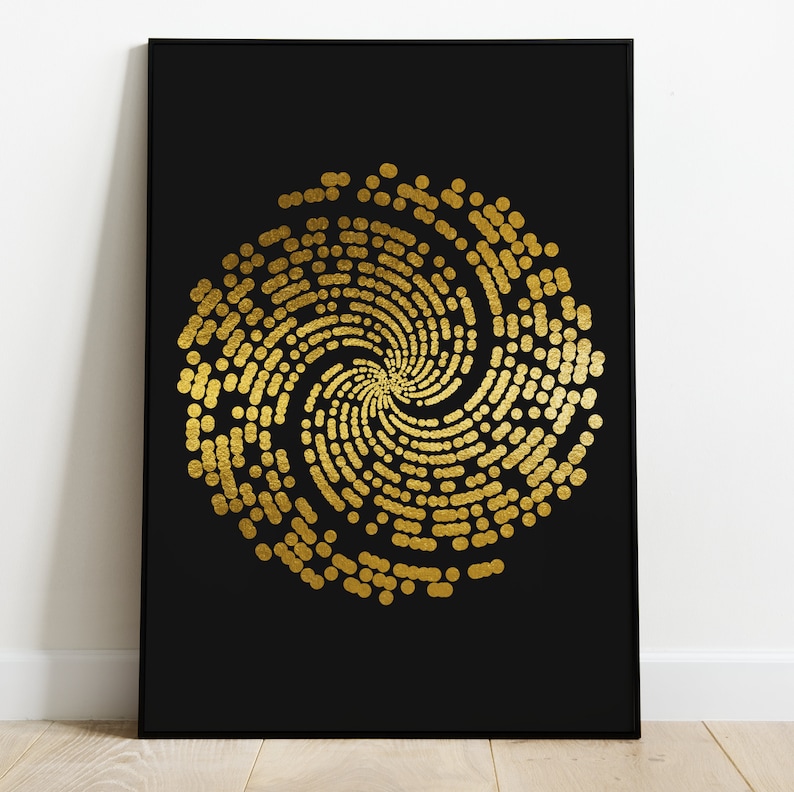 Prime Number Spiral Gold Foil, Abstract Math Art, Mathematics Print ...