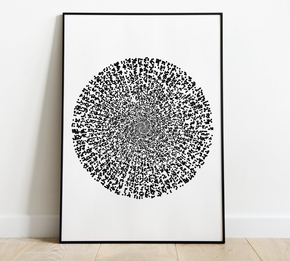 Prime Number Spiral, Abstract Math Art, Mathematics Print, Maths Poster ...