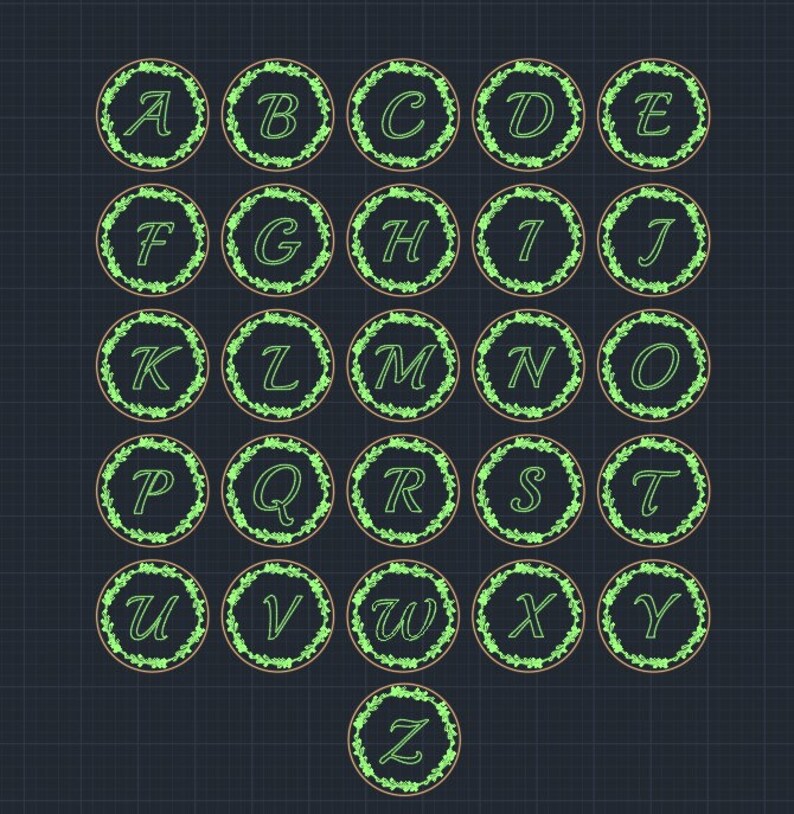A-Z Coasters Monogram Coasters SVG Round Design Alphabet - Etsy