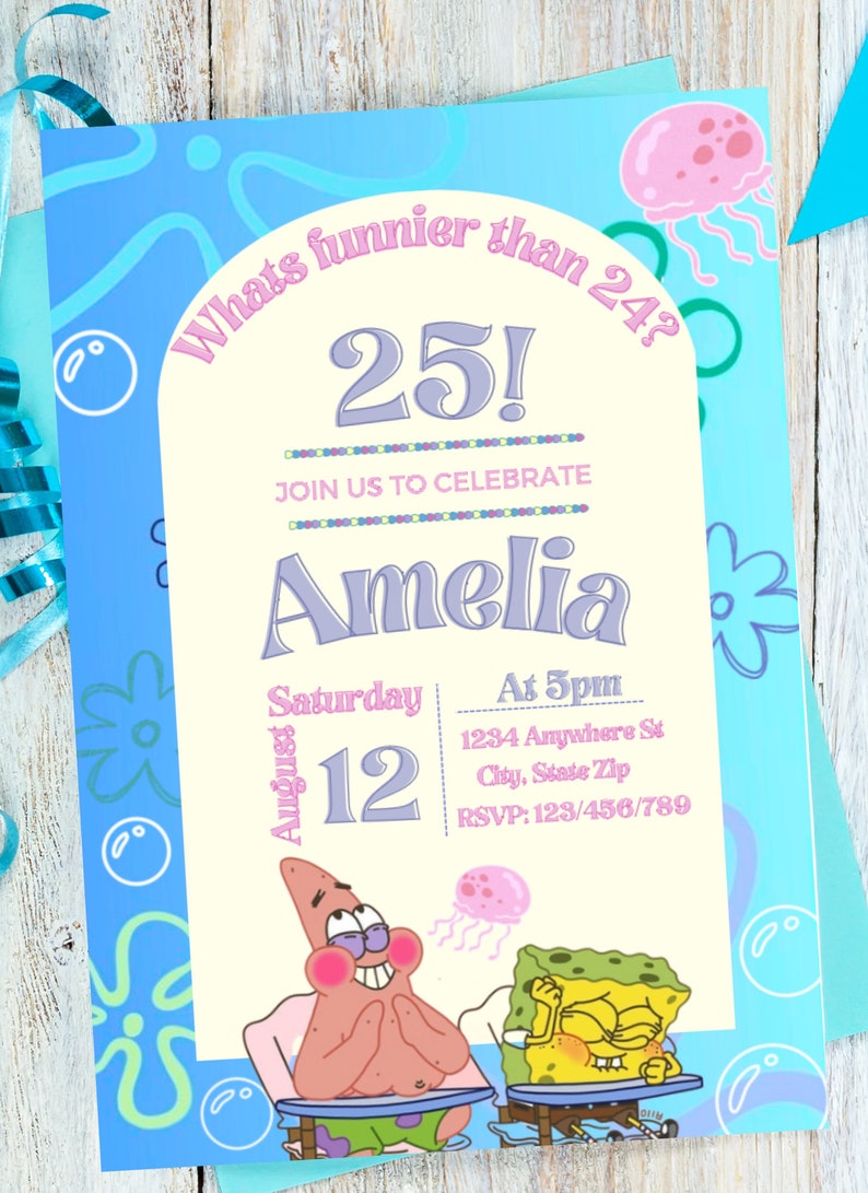 What's Funnier Than 24 25 Spongebob Birthday Invitation - Etsy
