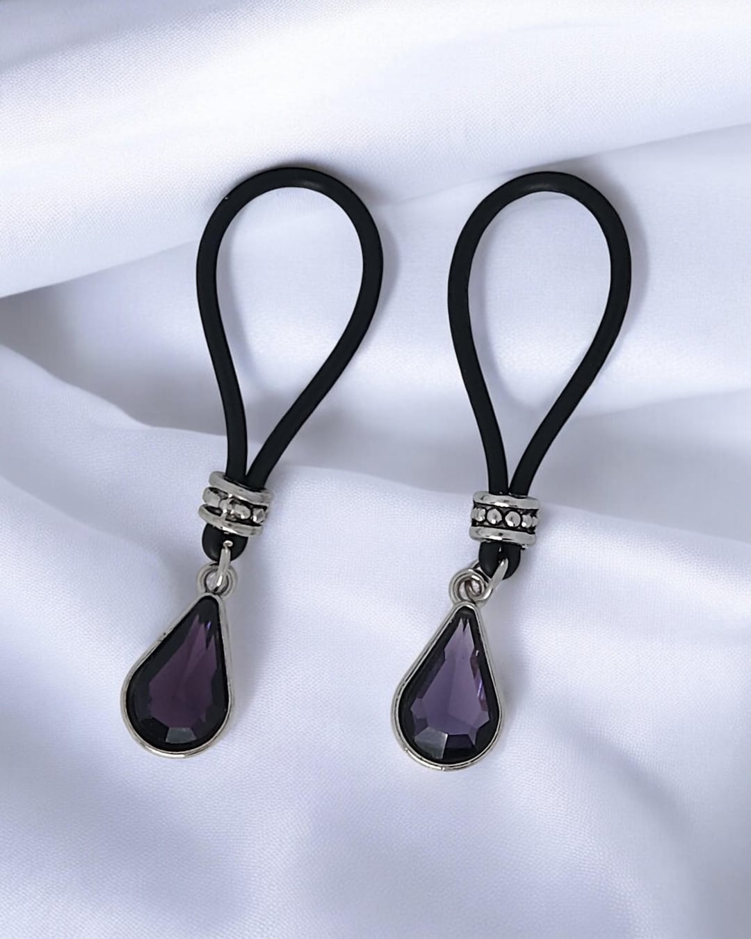 Amethyst Colored Tear Drop Nipple Nooses - Adjustable Loop / Non ...