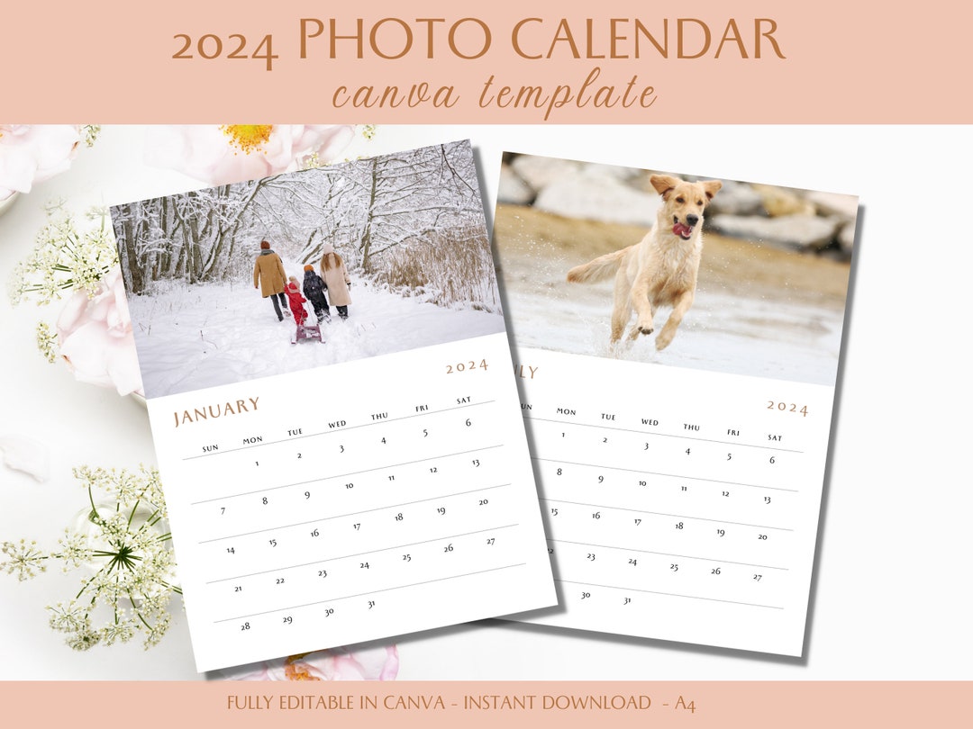 Photography Calendar Fully Editable 2024 Photo Calendar - Etsy