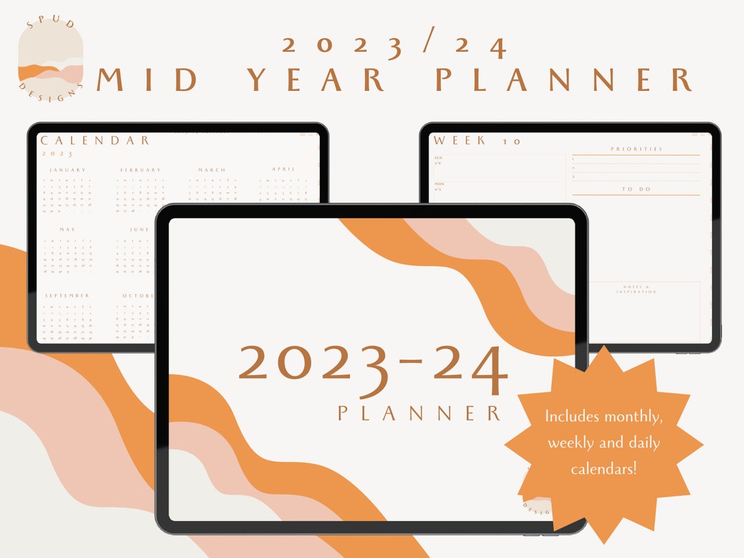 Mid Year Digital Planner// 2023 2024 Digital Planner 2023 - Etsy