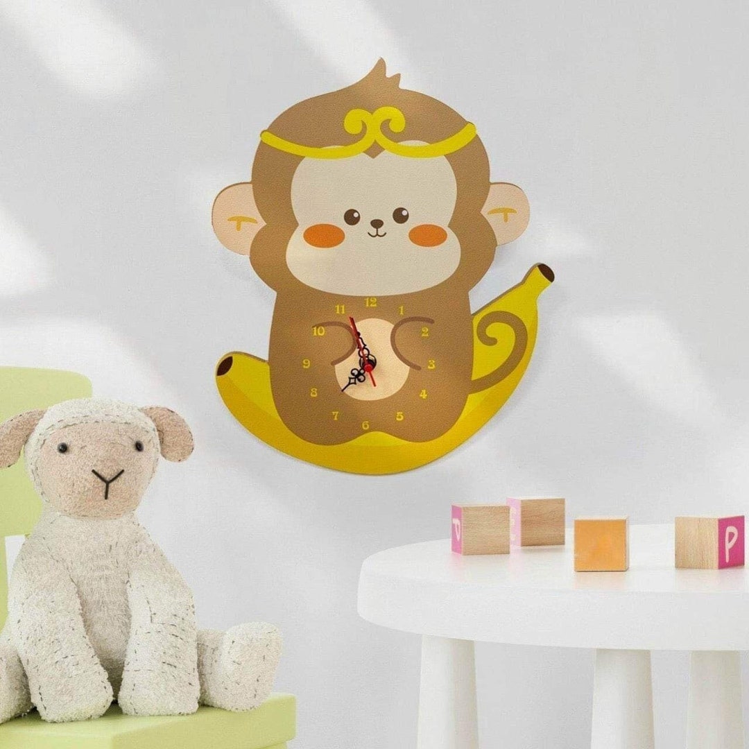Children’s Monkey Wall Clock - Etsy
