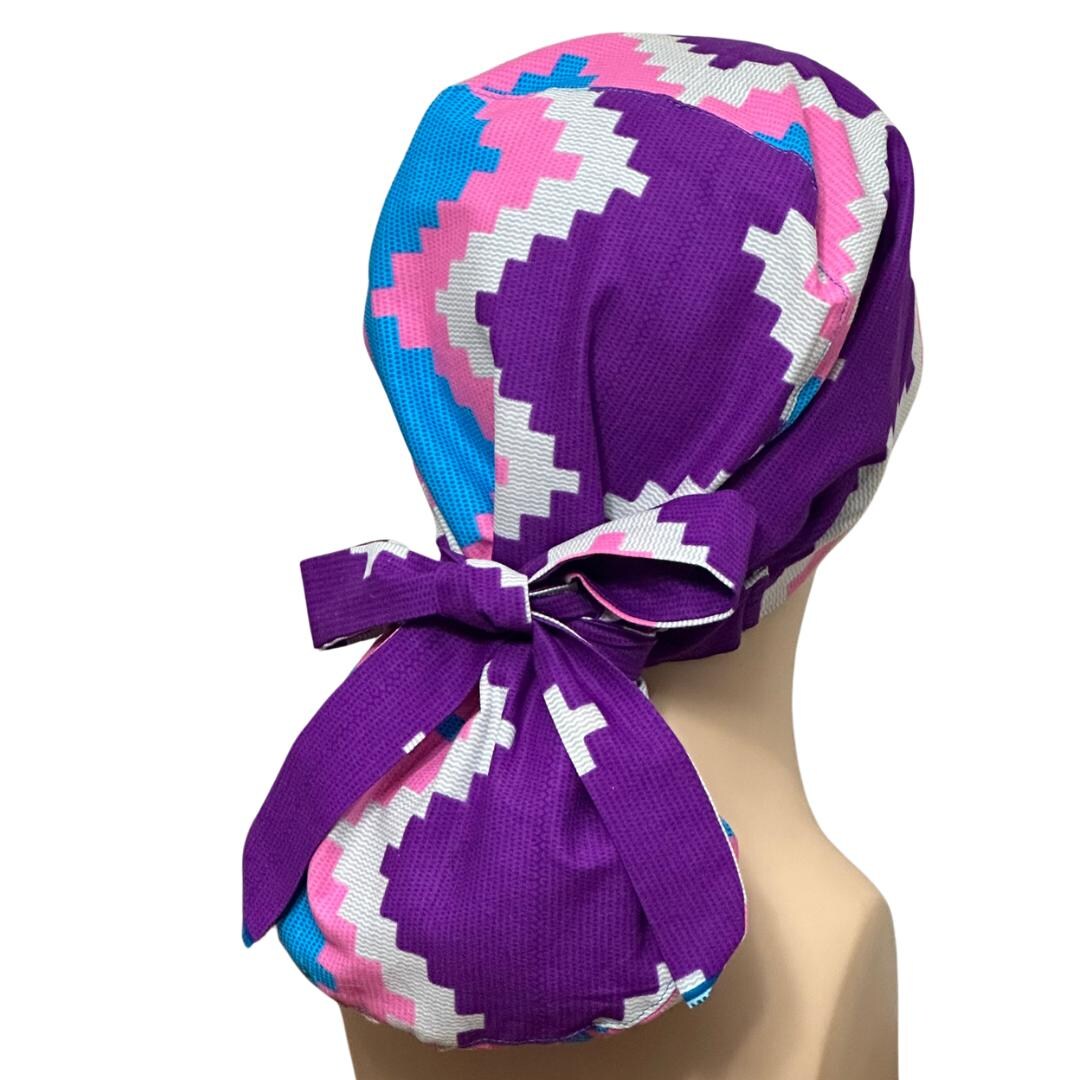 Satin-lined African Print Pony-tail Scrub Hat, Nurses' Cap, Surgical ...
