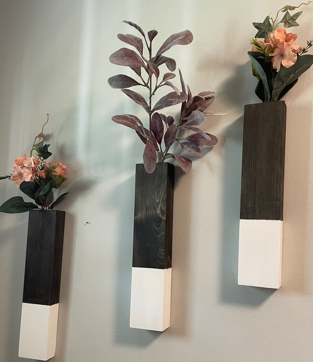 Handmade Wooden Wall Pockets Vases Set of 3 - Etsy
