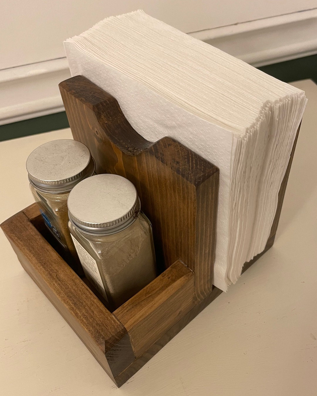 Handmade Wooden Napkin Salt & Pepper Holder Caddy - Etsy