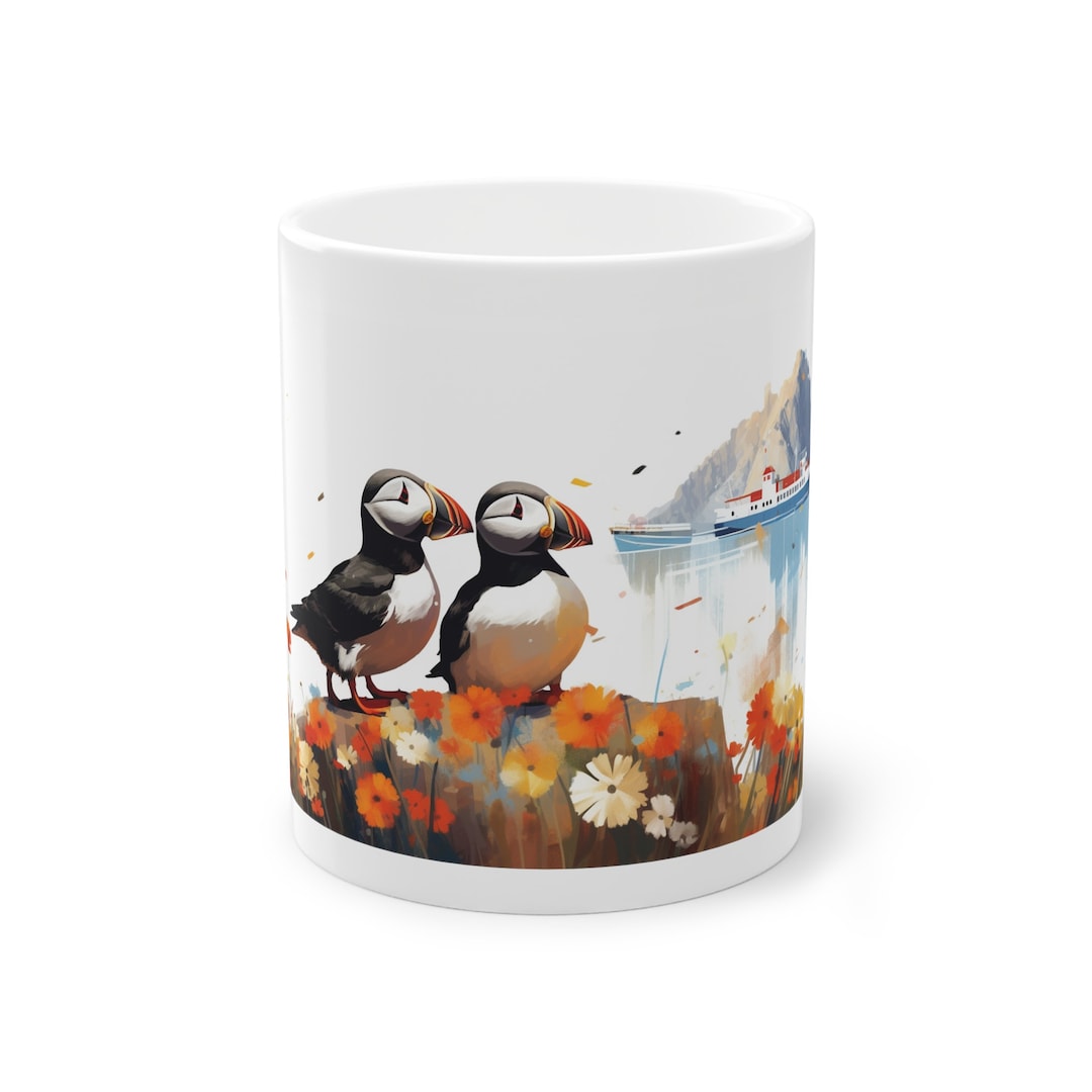 Puffins in a Harbor Coffee Mug | Bird Coffee Mug for Enjoy Your Morning ...