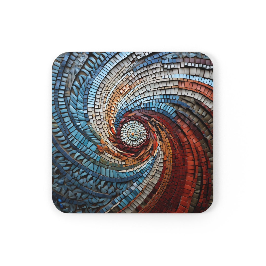 Spiral Mosaic Coaster Set bar Cork Coaster, Coaster Set, Gift for ...