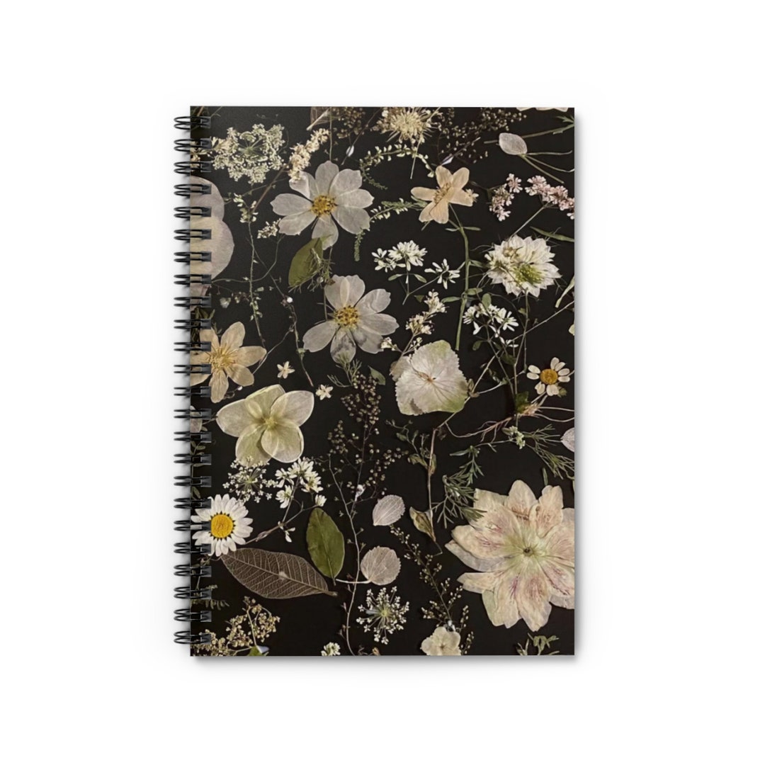 Spiral Notebook Pressed Flower Design , Gift for Mom, Gift for Her ...