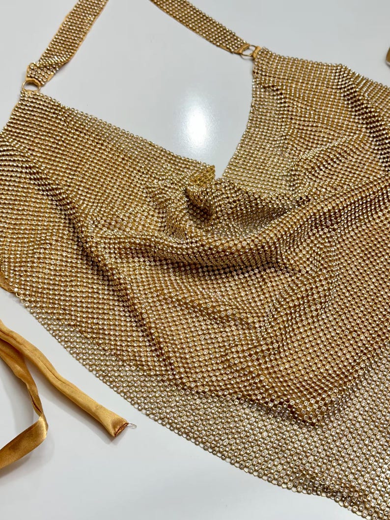 Crystal Top | Body Chain | Clubwear Halter Crop Top | Gold - Etsy