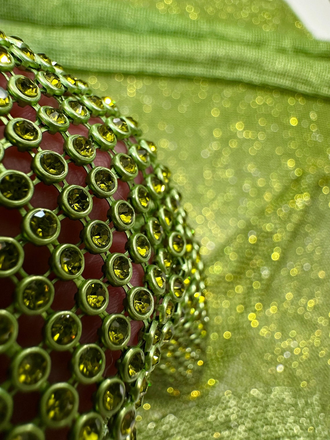 Olivine Crystal | Rhinestone Sheet With Olivine Stones and Green Plated ...