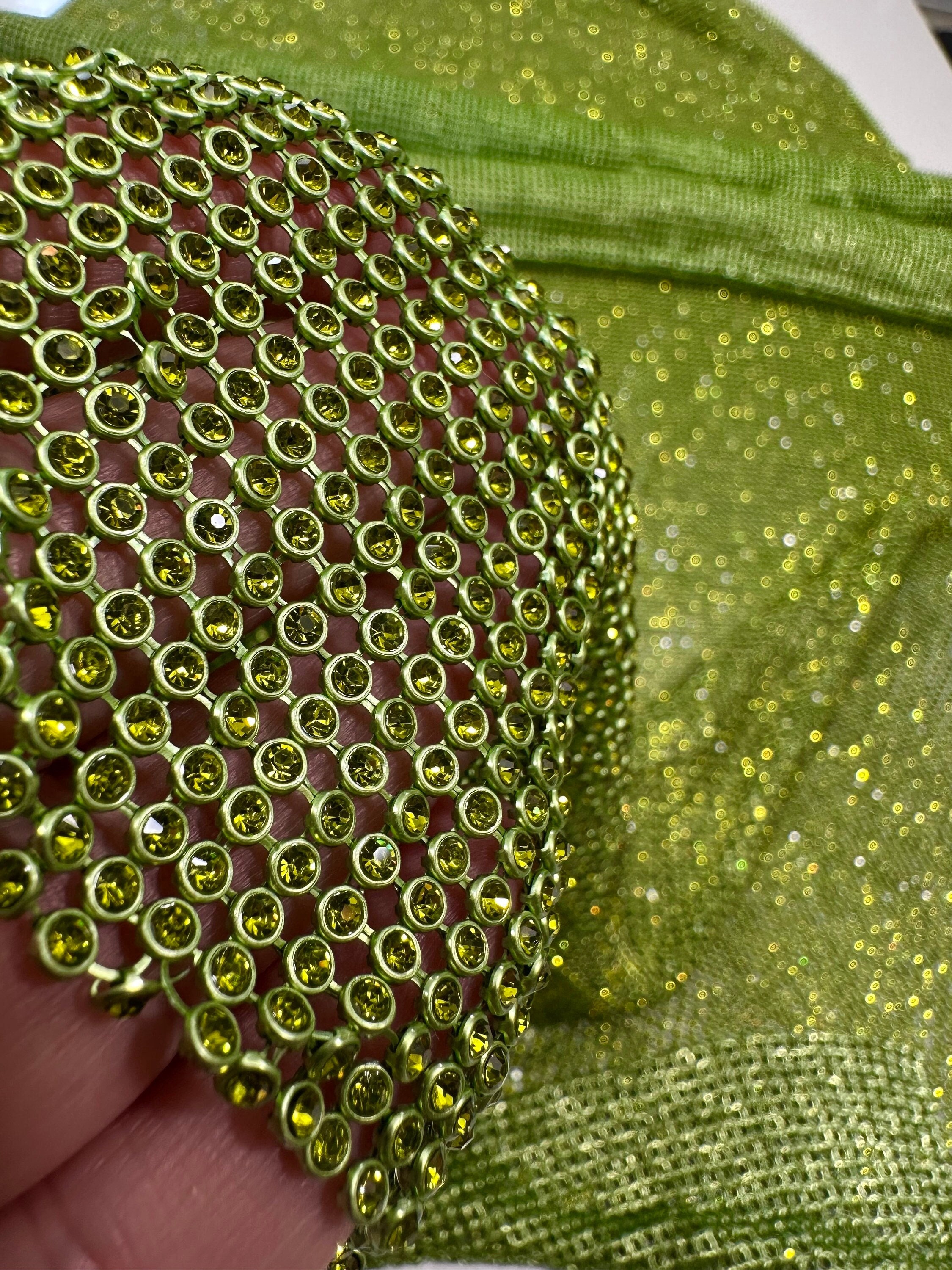 Olivine Crystal | Rhinestone Sheet With Olivine Stones and Green Plated ...