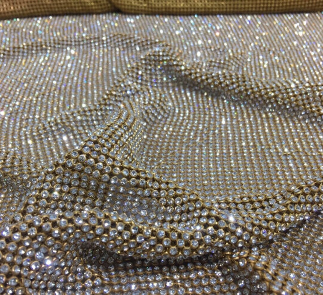 Gold Rhinestone Sheet Gold Crystal Fabric Gold Rhinestone Panel - Etsy
