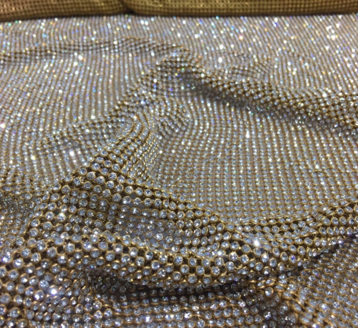 Gold Rhinestone Sheet Gold Crystal Fabric Gold Rhinestone Panel - Etsy