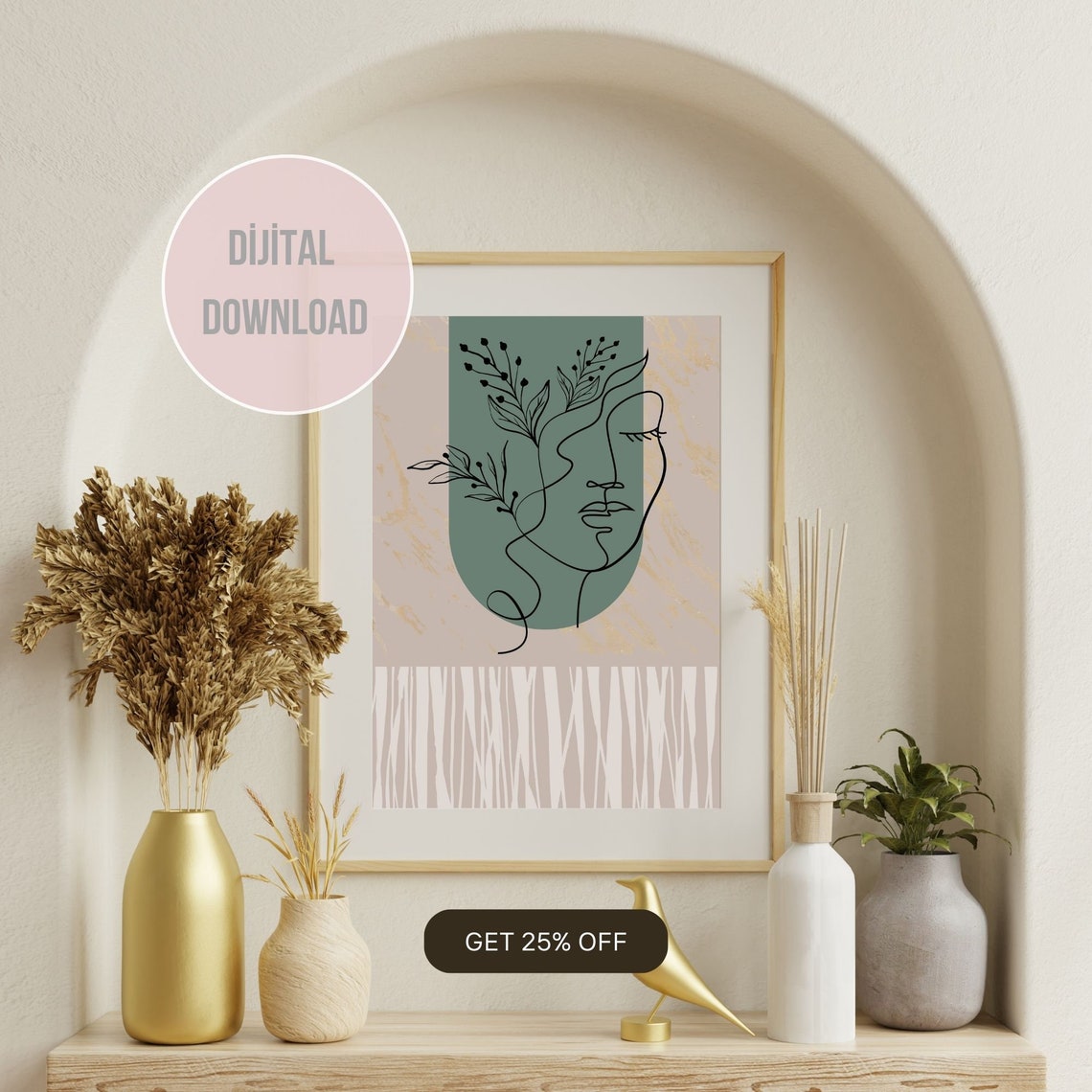 Abstract Women Silhouette ,boho Women Canvas, Minimal Women Art Print ...