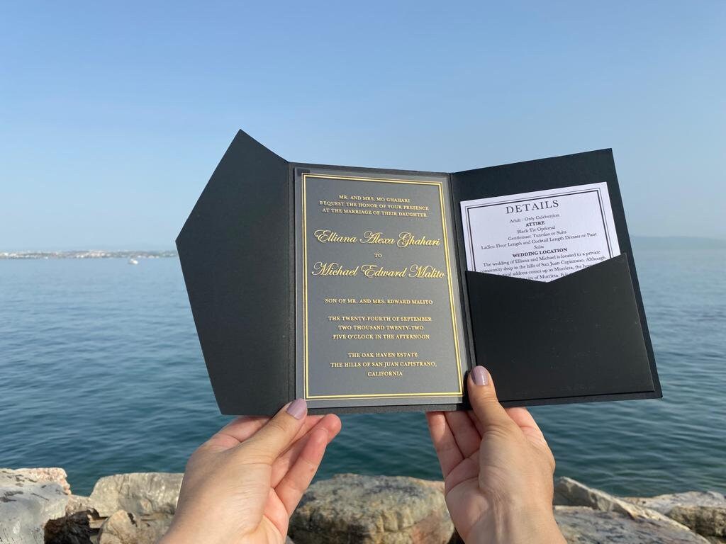 Luxury Black Soft-textured Pocket Envelope. Acrylic Wedding İnvitation ...