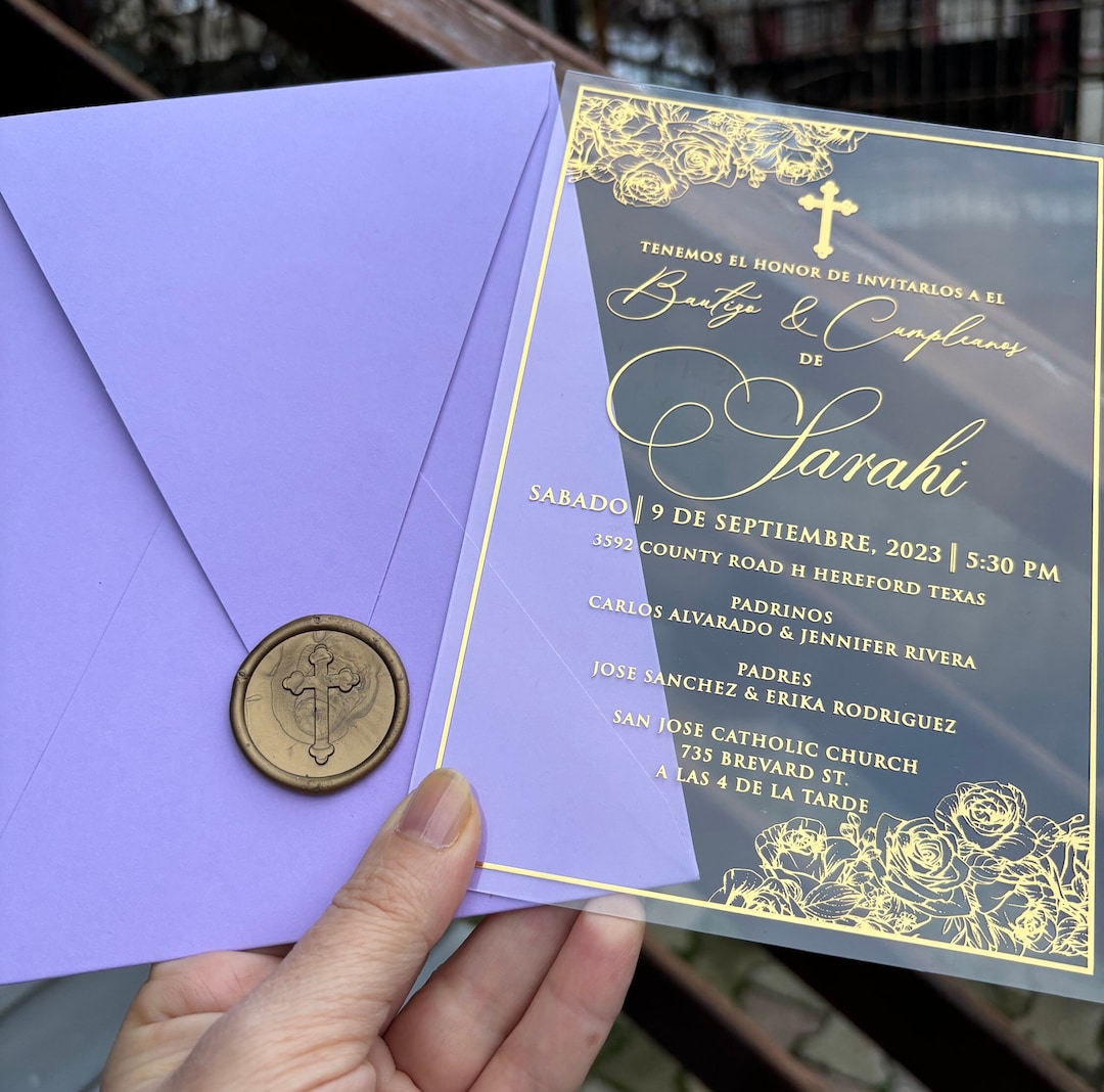 Acrylic Baptism Invitations. First Holy Community Invitation. Clear ...