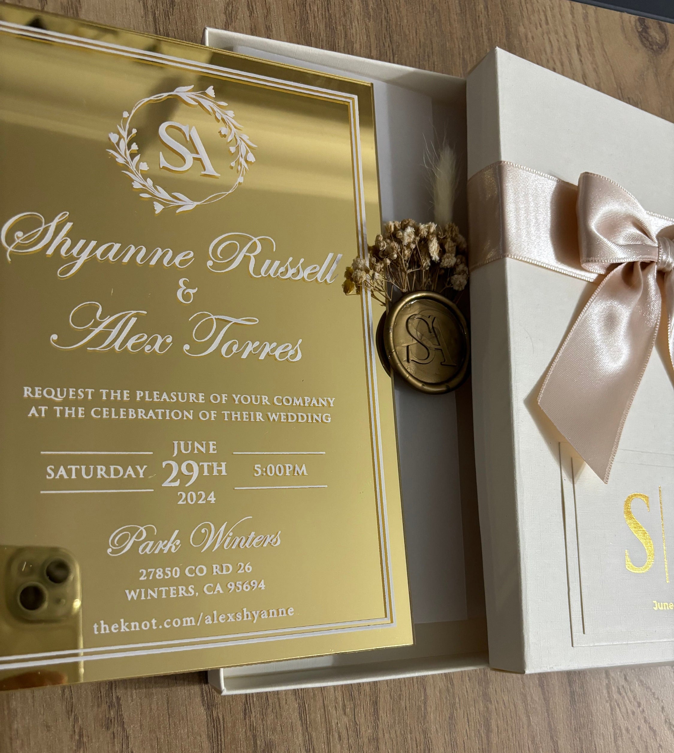 High Quality Plexiglass Mirrored Invitation Card,gold Mirrored ...