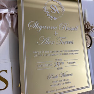 High Quality Plexiglass Mirrored Invitation Card,gold Mirrored ...