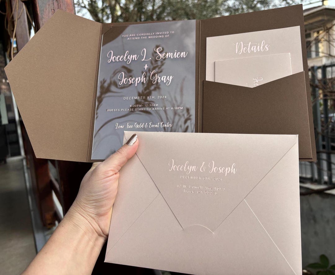 Luxury Full Set Wedding Invitation With Acrylic Pocket and Belt.brown ...
