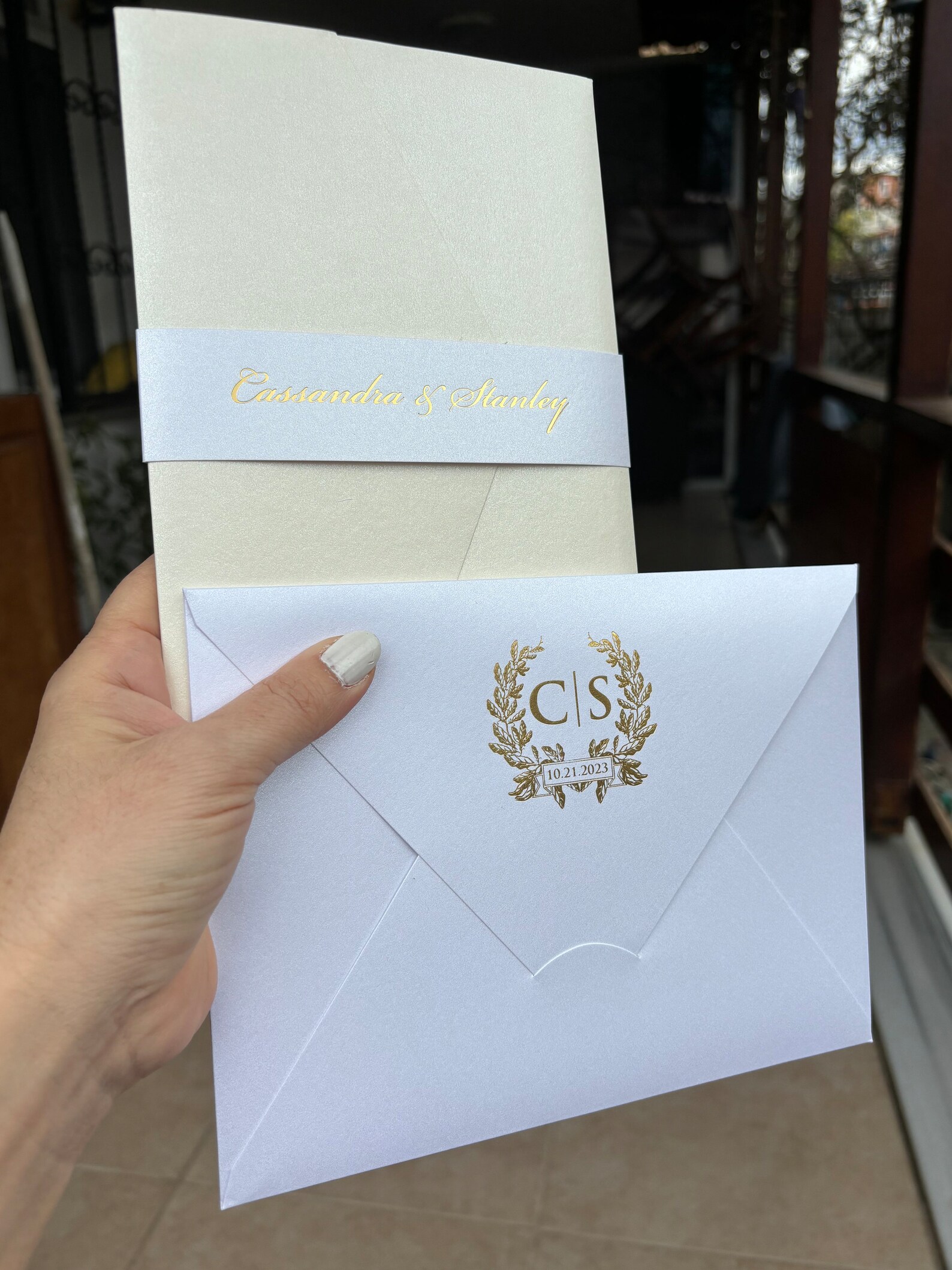 Luxury Gold Mirrored Wedding Invitation With Ivory Pocket and ...