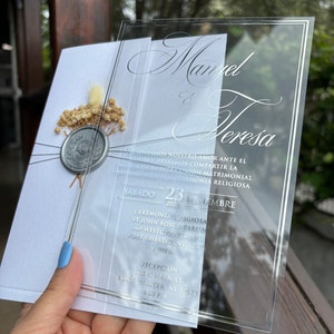 Elegant Acrylic Quinceañera and Wedding Invitations With White Pearl ...
