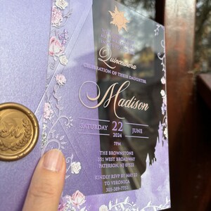 Rapunzel's Fairy Tale Tower Invitation. Acrylic Quinceañera Invitation ...