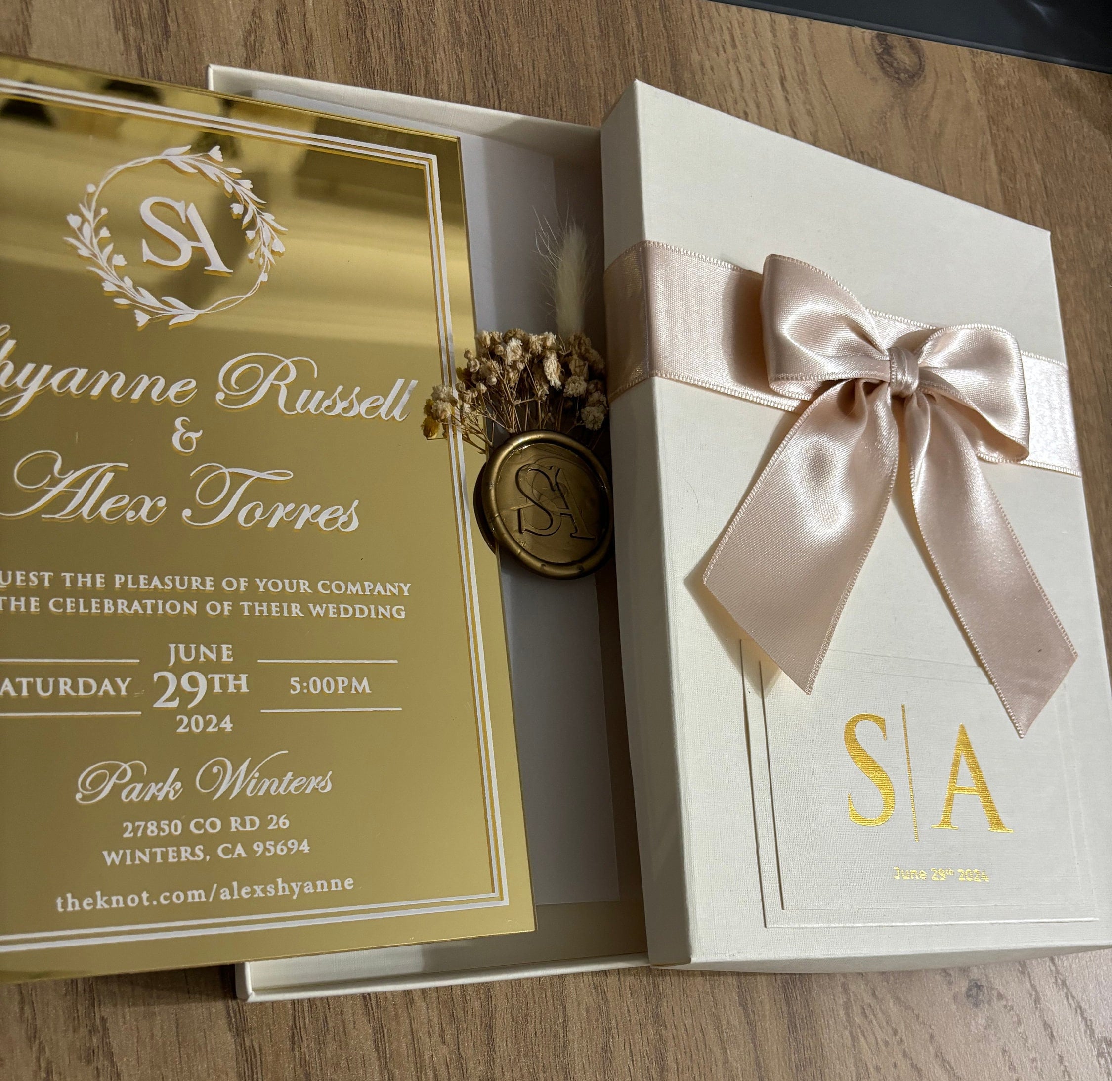 High Quality Plexiglass Mirrored Invitation Card,gold Mirrored ...