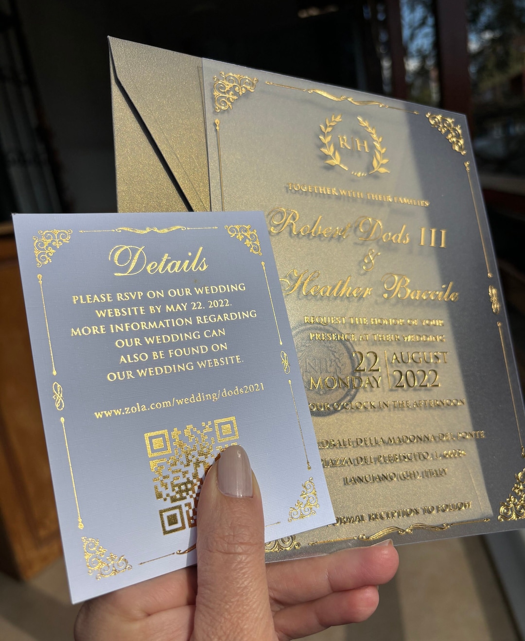 Wedding Invitation for Marriage Celebration. Gold Foil Printed. Frosted ...