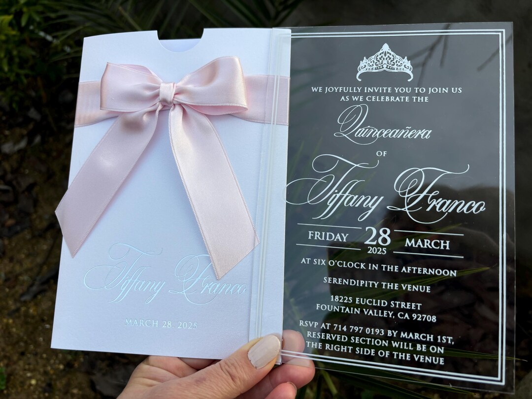 Ribbon Invitations, Acrylic Invitations, Pearlescent and Printed Luxury ...