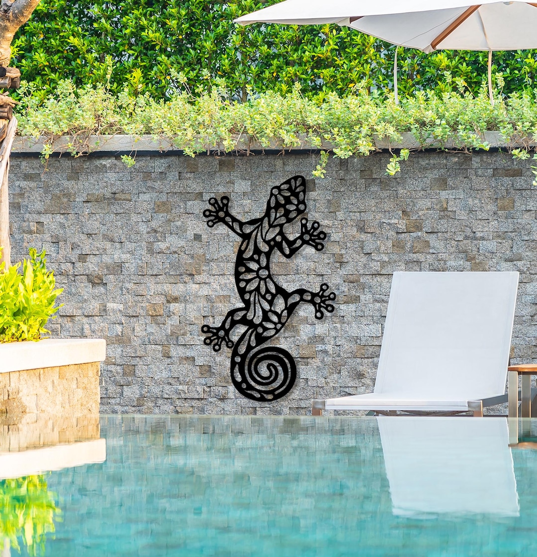 Gecko Metal Wall Art, Lizard Home Decor, Tropical Animal Metal Wall ...