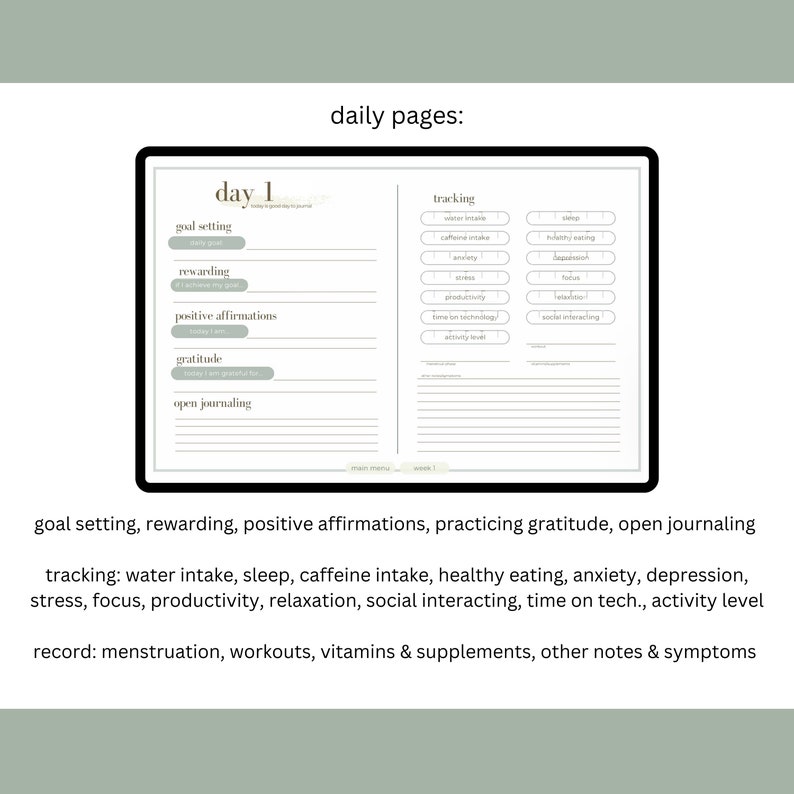 Digital Wellness Journal/ Health Planner, Health Journal, Goodnotes ...