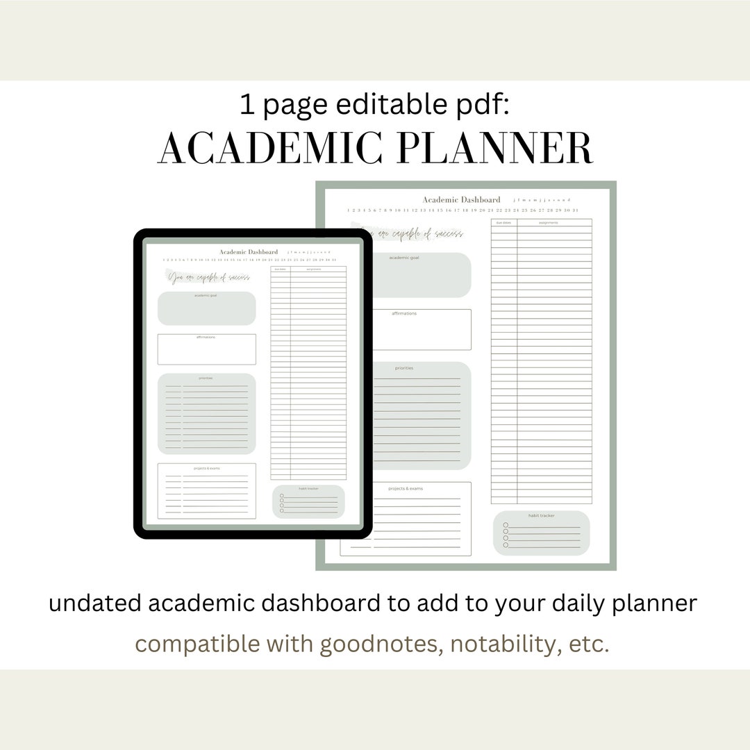 Academic Planner/ Academic Planning Dashboard/ Digtial Planner ...