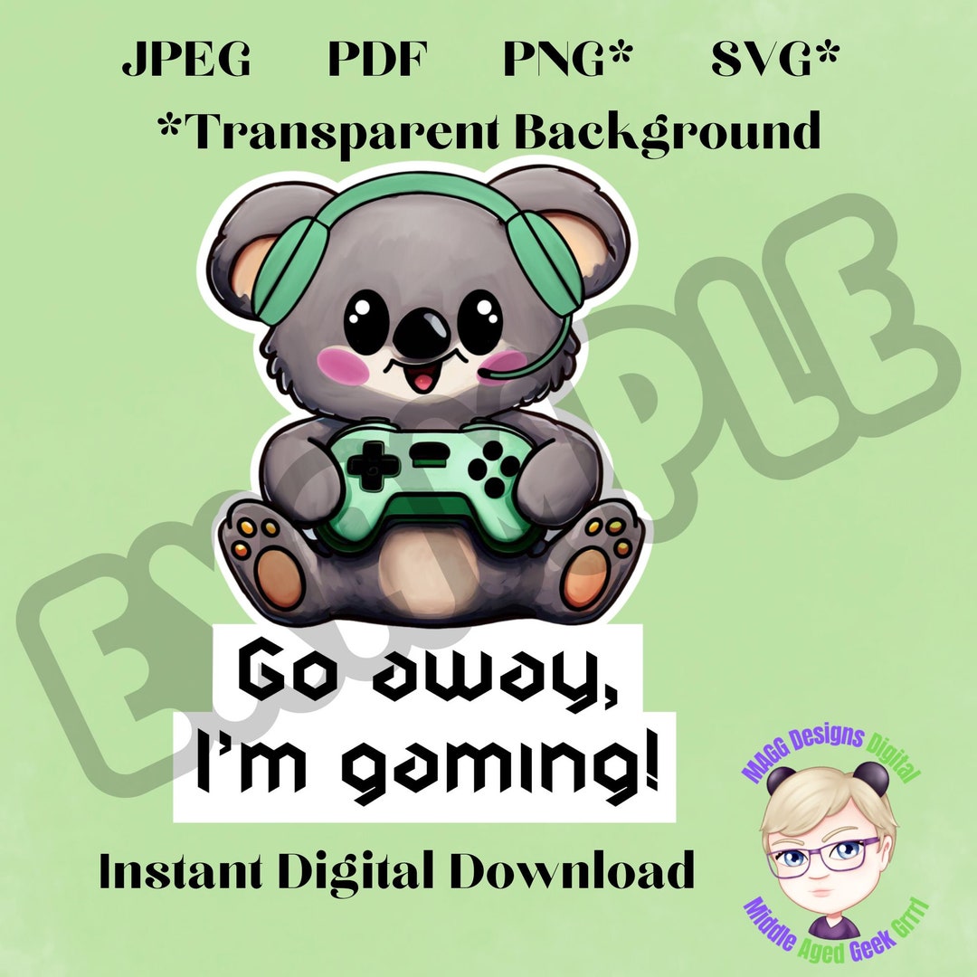 Gamer Koala Printable Sticker Gaming Humour Jpeg PDF PNG - Etsy
