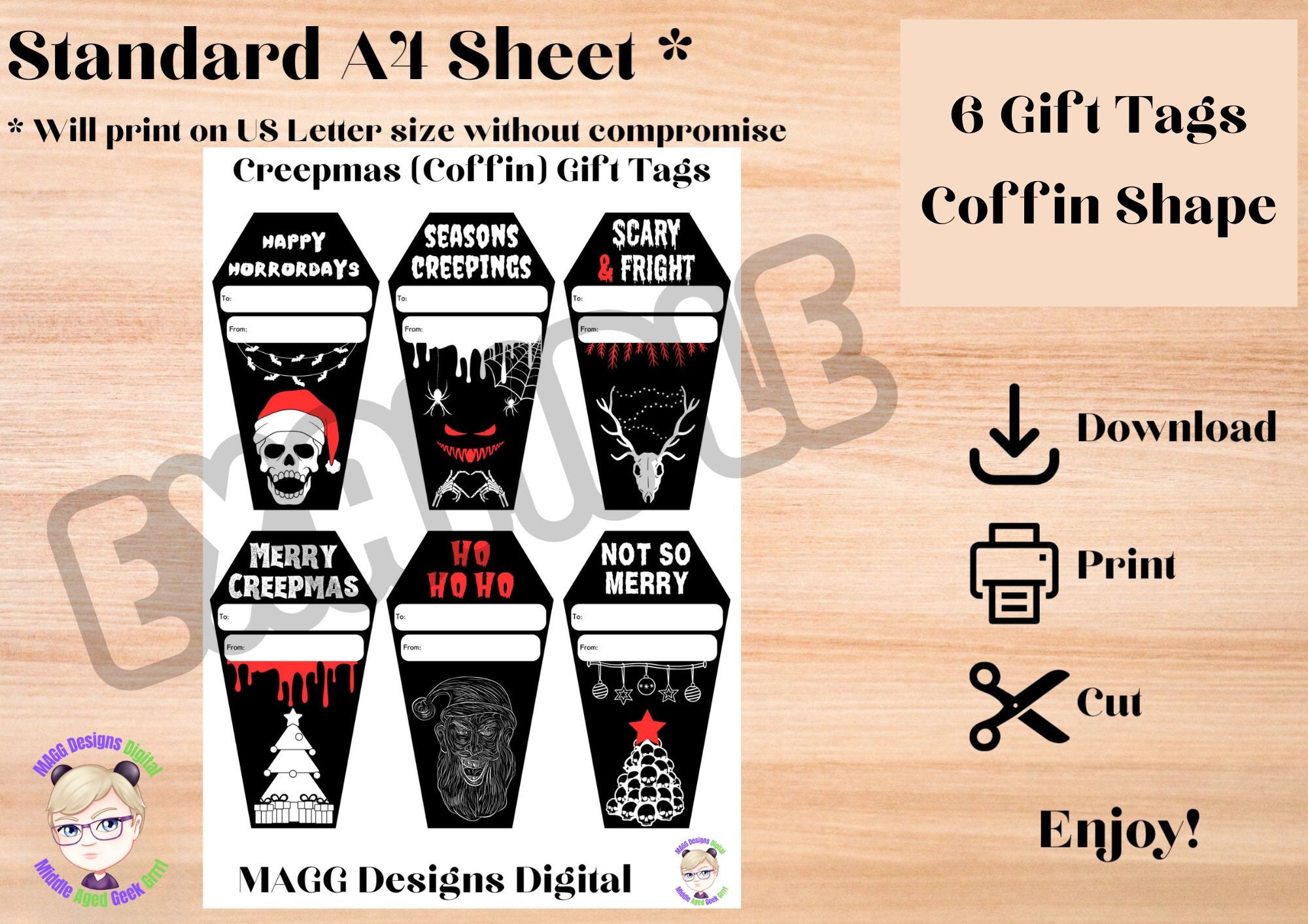 Creepmas Printable Gift Tags Coffin Shape Instant Download - Etsy