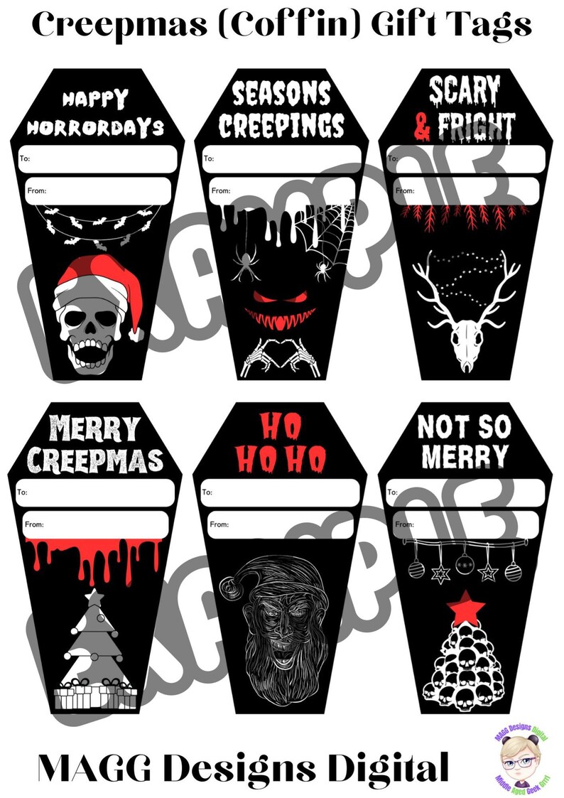 Creepmas Printable Gift Tags Coffin Shape Instant Download - Etsy