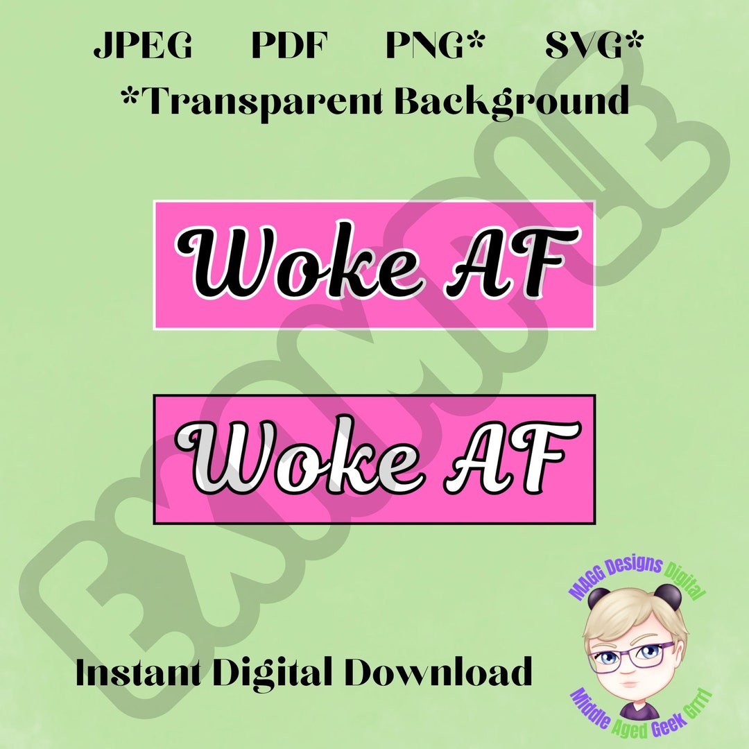 Woke AF Printable Stickers Bright Pink Jpeg Pdf PNG SVG - Etsy